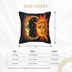 deaokluy 18"x18" Sun Moon and Stars Square Leather Throw Pillow Covers Decorative Holiday Pillow Case for Home Bedroom Couch Sofa Decoration