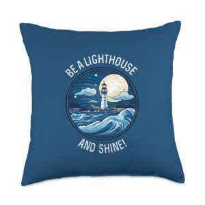 steampunkary steampunk apparel & gifts by lea nautical full moon be a lighthouse and shine throw pillow, 18x18, multicolor