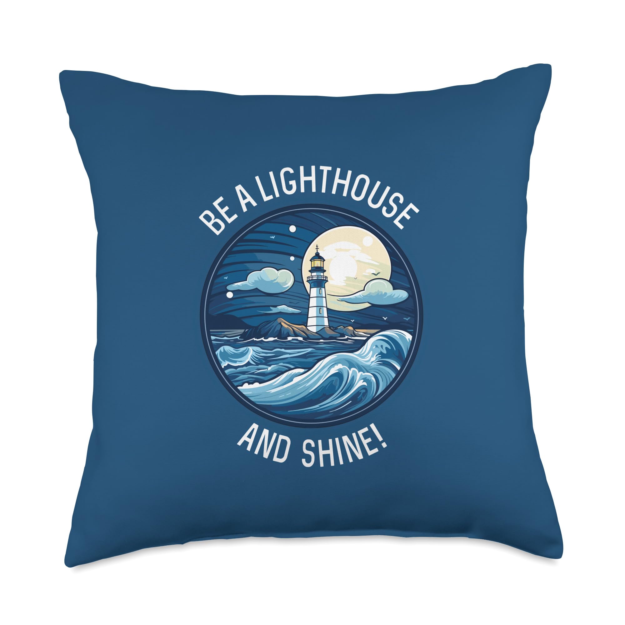 Steampunkary Steampunk Apparel & Gifts by LEA Nautical Full Moon Be a Lighthouse and Shine Throw Pillow, 18x18, Multicolor