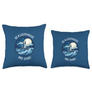 Steampunkary Steampunk Apparel & Gifts by LEA Nautical Full Moon Be a Lighthouse and Shine Throw Pillow, 18x18, Multicolor