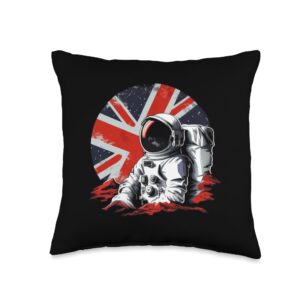 cool britain on moon cool britain space throw pillow, 16x16, multicolor