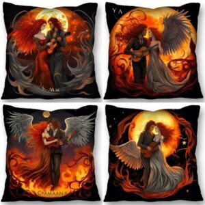 waxonle ai-crafted guitar moon throw pillow covers 50x50cm set of 4 for living room bed and couch soft decorative cushion cases for modern room and holiday celebrations - bedding home decor clearance