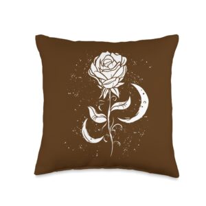 roses moon for girls and women flower white design rose throw pillow, 16x16, multicolor