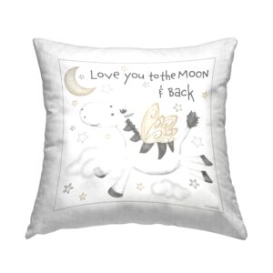 stupell industries moon & back phrase design by victoria hutto throw pillow, 18 x 18, grey