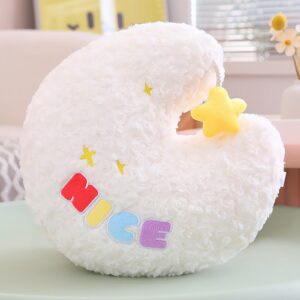 anyei star moon cloud pillow - comfortable fabric, delicate skin-friendly, fluffy and soft (35cm(13.7in), b-white-moon)