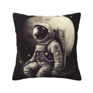 adanti moon astronaut print throw pillow cover square soft cushion cover throw pillow case for home decor living room bed couch car 18"x18"