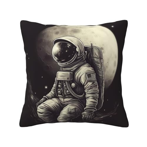 AdaNti Moon Astronaut Print Throw Pillow Cover Square Soft Cushion Cover Throw Pillow Case for Home Decor Living Room Bed Couch Car 18"x18"