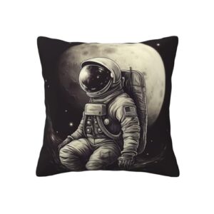 AdaNti Moon Astronaut Print Throw Pillow Cover Square Soft Cushion Cover Throw Pillow Case for Home Decor Living Room Bed Couch Car 18"x18"