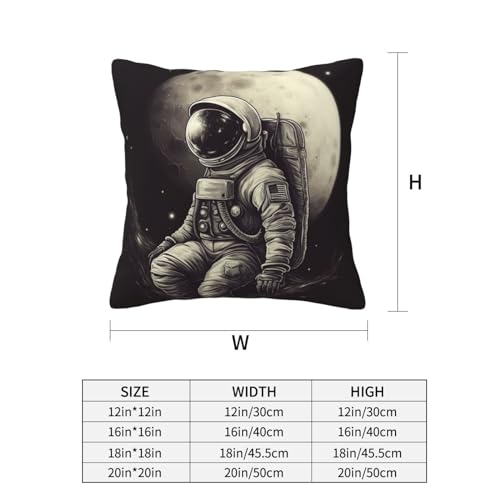 AdaNti Moon Astronaut Print Throw Pillow Cover Square Soft Cushion Cover Throw Pillow Case for Home Decor Living Room Bed Couch Car 18"x18"