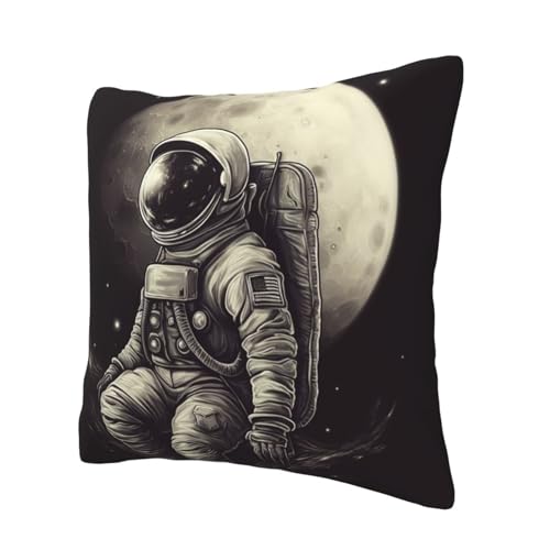 AdaNti Moon Astronaut Print Throw Pillow Cover Square Soft Cushion Cover Throw Pillow Case for Home Decor Living Room Bed Couch Car 18"x18"