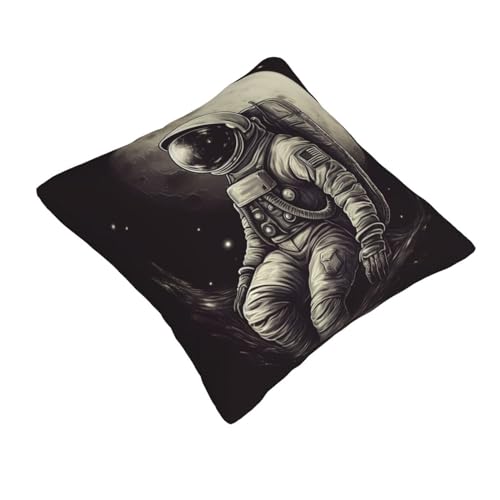 AdaNti Moon Astronaut Print Throw Pillow Cover Square Soft Cushion Cover Throw Pillow Case for Home Decor Living Room Bed Couch Car 18"x18"