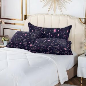 ALAZA Pink Moon Sun Star Galaxy Plush Pillow Cases Queen Size Pillow Cover Soft & Warm Zippered Bed Pillowcase, 20 x 30 inch