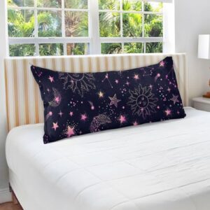 ALAZA Pink Moon Sun Star Galaxy Plush Pillow Cases Queen Size Pillow Cover Soft & Warm Zippered Bed Pillowcase, 20 x 30 inch