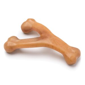 benebone wishbone durable dog chew toy for aggressive chewers, real chicken, made in usa, medium