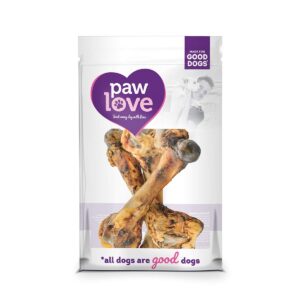 pawlove dog treats hearty and delicious pork femur bone chews – 3-pack – robust and flavorful chew – rich in pork flavor – single-ingredient dog chew that helps healthy smiles