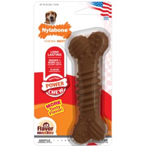 Nylabone Power Chew Textured Bone Chew Toy, Dog Toys for Aggressive Chewers, Flavor Medley, Medium/Wolf (1 Count)