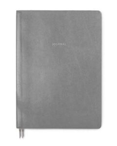 design works ruled journal leather 6" x 8" silver