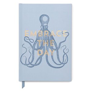 designworks ink vintage sass a5 hardcover notebook journal, design: embrace the day, colour: blue, 14.6cm x 21.6cm, jb86-1093eu. 240 lined pages. soy based ink.