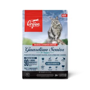 orijen guardian senior dry cat food, grain free cat food for senior cats, wholeprey ingredients, 4lb