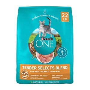 purina one natural dry cat food, tender selects blend with real chicken - 22 lb. bag