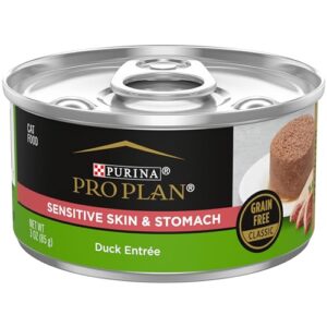 purina pro plan sensitive skin and stomach wet cat food, sensitive skin and stomach duck entree - (pack of 24) 3 oz. pull-top cans