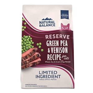 natural balance limited ingredient adult grain free dry cat food, reserve green pea & venison recipe, 4 pound (pack of 1)