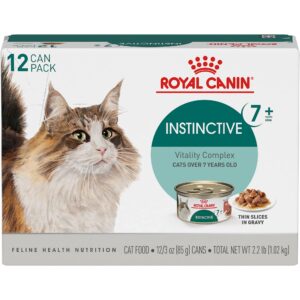 royal canin instinctive 7+ years thin slices in gravy wet cat food, 3 oz can (12-count)