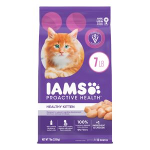 iams proactive health healthy kitten dry cat food with chicken, 7 lb. bag