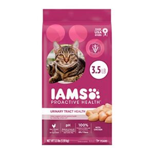 iams proactive health adult urinary tract healthy dry cat food with chicken cat kibble, 3.5 lb. bag