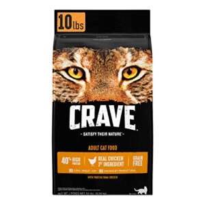 crave grain free adult high protein natural dry cat food with protein from chicken, 10 lb. bag