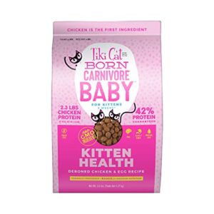 tiki cat born carnivore baby, high-protein and grain-free, complete and balanced dry cat food for kittens 6 weeks+, 5.6 lbs. bag