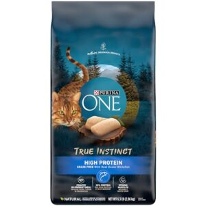 purina one natural, high protein, grain free dry cat food, true instinct with real ocean whitefish - 6.3 lb. bag