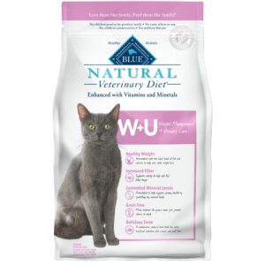 blue buffalo natural veterinary diet w+u weight management + urinary care dry cat food, chicken 6.5-lb bag