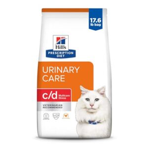 hill's prescription diet c/d multicare stress urinary care with chicken dry cat food, veterinary diet, 17.6 lb. bag