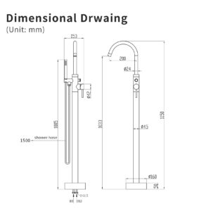 TapLong Brushed Gold Floor Mounted Tub Filler Shower Faucet Freestanding Bathtub Faucet with Hand shower High Flow Rate Max 6 GPM-51015BG