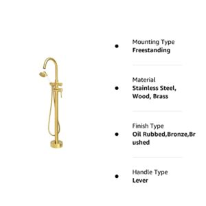 Freestanding Bathtub Faucet Brushed Gold Floor Mounted Tub Filler Faucets High Flow Rate Brushed Gold LLGG