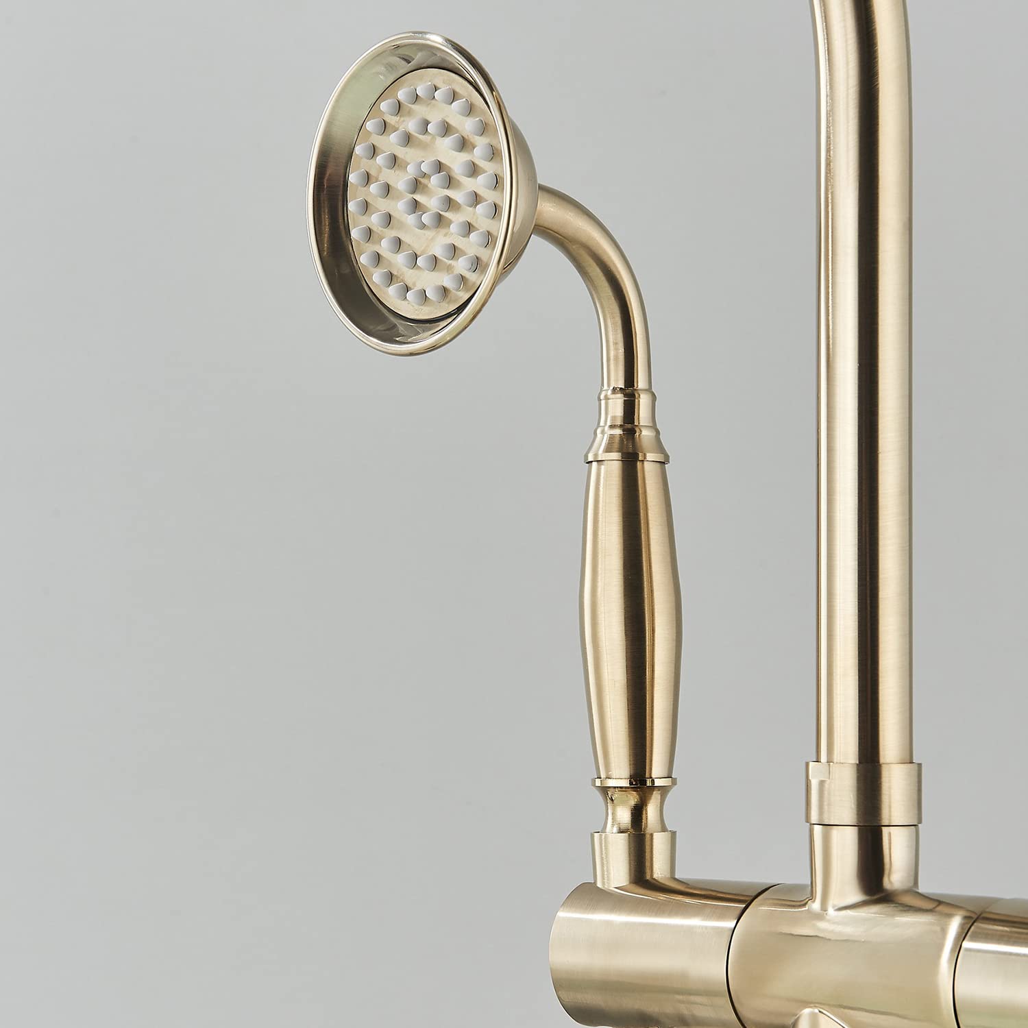 Freestanding Tub Filler Bathtub Faucet Brushed Gold Floor Mounted Brass Faucets with Handheld Shower