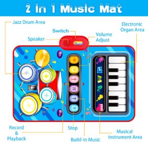 Baby Toys for 1 Year Old: Baby Musical Mat Toddler Toys Age 1-2 - 2 in 1 Piano Drum Babies Play Mat - Infant Music Toy 12-18 Months Babies Birthday Valentines Gifts for 1 2 3 Year Old Boys Girls