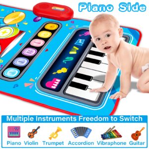 Baby Toys for 1 Year Old: Baby Musical Mat Toddler Toys Age 1-2 - 2 in 1 Piano Drum Babies Play Mat - Infant Music Toy 12-18 Months Babies Birthday Valentines Gifts for 1 2 3 Year Old Boys Girls