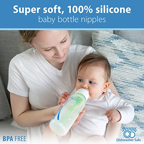 Dr. Brown’s Natural Flow Level 1 Narrow Baby Bottle Silicone Nipple, Slow Flow, 0m+, 100% Silicone Bottle Nipple, 6 Count (Pack of 1)