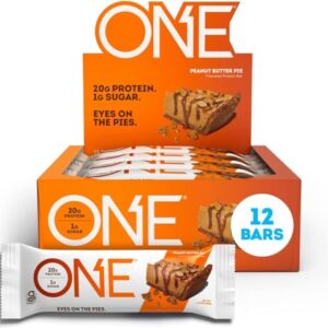 ONE Protein Bars, Peanut Butter Pie, Gluten Free Protein Bars with 20g Protein and 1g Sugar, Pantry Staples, 2.12 oz (12 Count)