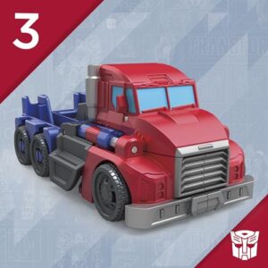 Transformers 1-Step Flip Heroes 3-Pack, 4-Inch Wheeljack, Bumblebee, and Optimus Prime Action Figures, Kids Easter Toys or Basket Stuffers, Age 6+