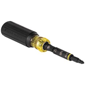 klein tools 32500hd knect multi-bit screwdriver / nut driver, impact rated 11-in-1 tool with phillips, slotted, square and torx tips