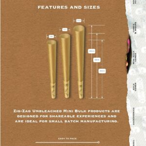 ZIG-ZAG Pre-Rolled Cones - Natural Unbleached Pre Rolled Rolling Papers Bulk Pack - Easy to Use and Convenient - 1 ¼-Inch Size - Pack of 50