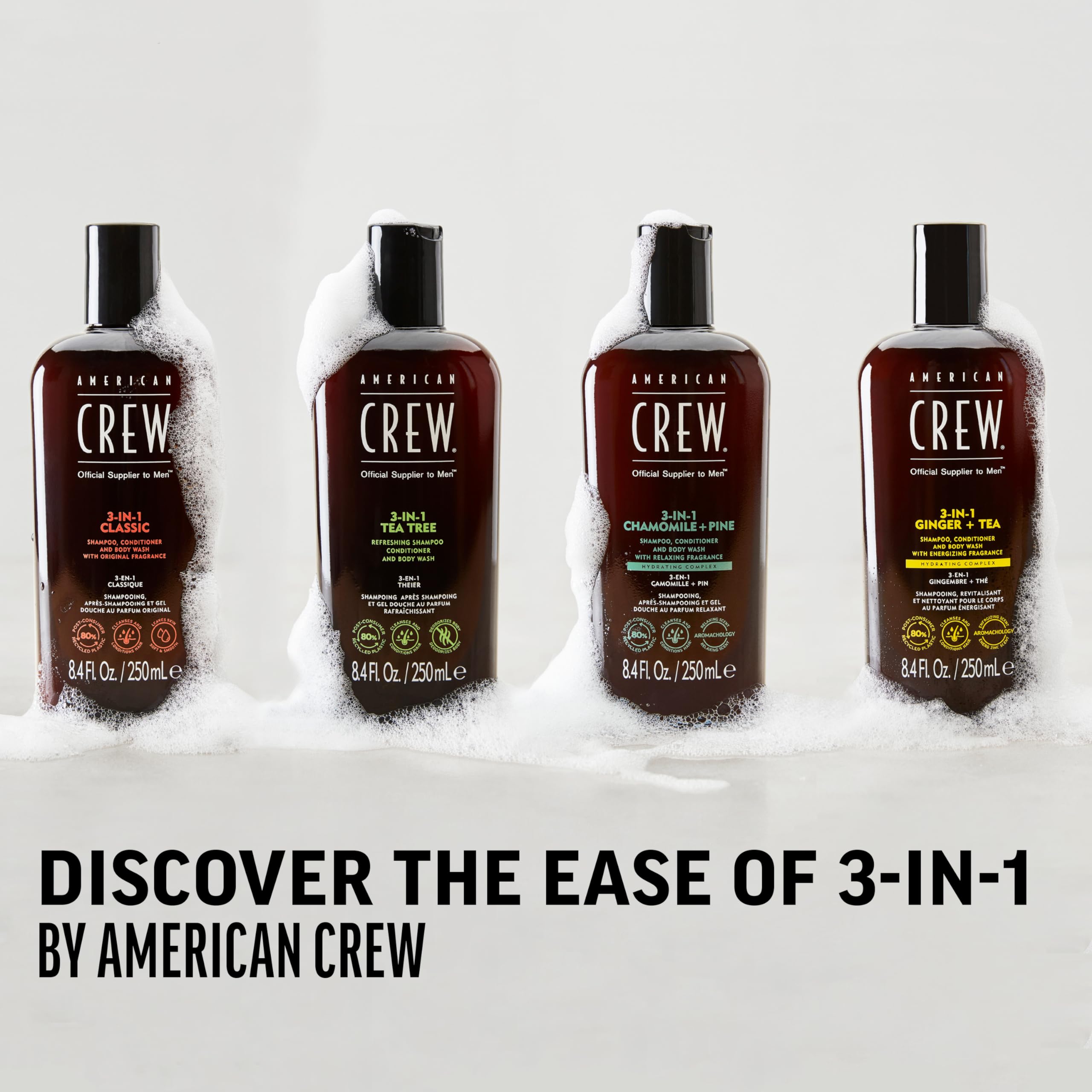 American Crew Shampoo, Conditioner & Body Wash for Men, 3-in-1, Tea Tree Scent, 33.8 Fl Oz