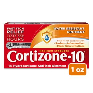 cortizone 10 maximum strength water resistant anti-itch ointment, 1% hydrocortisone, 1 oz.