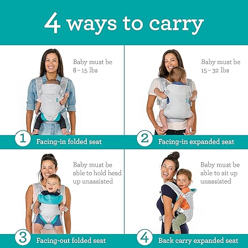 Infantino Flip 4-in-1 Light & Airy Convertible Carrier - Breathable, 4 Positions, Lumbar Support