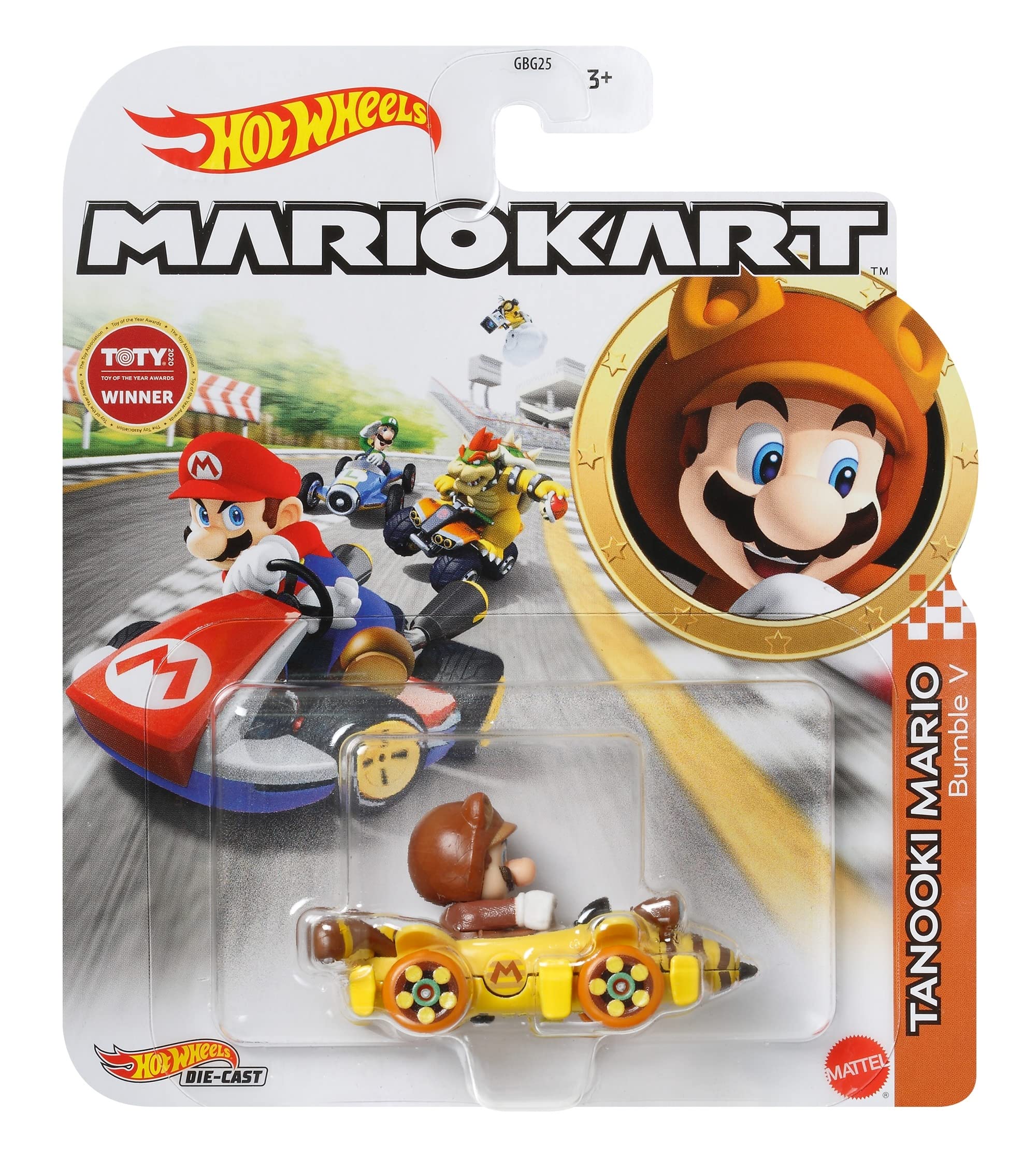 Hot Wheels Mario Kart Tanooki with Bumble V Mattel 2022, GBG25-HDB31