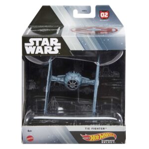 hot wheels star wars starships select, premium replica of tie fighter, moveable parts, premium stand, gift for adult collectors, 1:50 scale