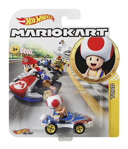 Hot Wheels GBG30 Mario Kart 1:64 Die-Cast Toad with Sneeker Vehicle